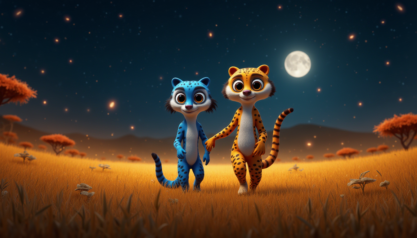 The Moonlit Challenge: Genet and Leopard’s Journey | Kidslaby